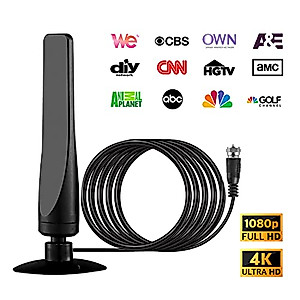 ANTIER Amplified Digital TV Antenna 430 Miles Range HDTV - Support 4K 8K 1080p Fire tv Stick and All Older TV's - Smart Switch Amplifier Indoor Signal Booster - 14 ft Coax Cable