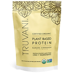 Truvani Vegan Pea Protein Powder | Banana Cinnamon | 20g Organic Plant Based Protein | 20 Servings | Keto | Gluten & Dairy Free | Low Carb | No Added Sugar