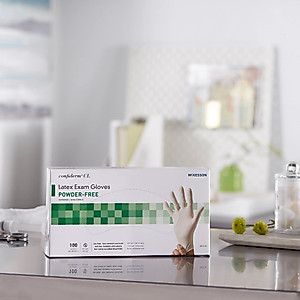 McKesson Confiderm CL Latex Exam Gloves - Powder-Free, Ambidextrous, Textured, Non-Sterile - Ivory, Size XS, 100 Count, 1 Box