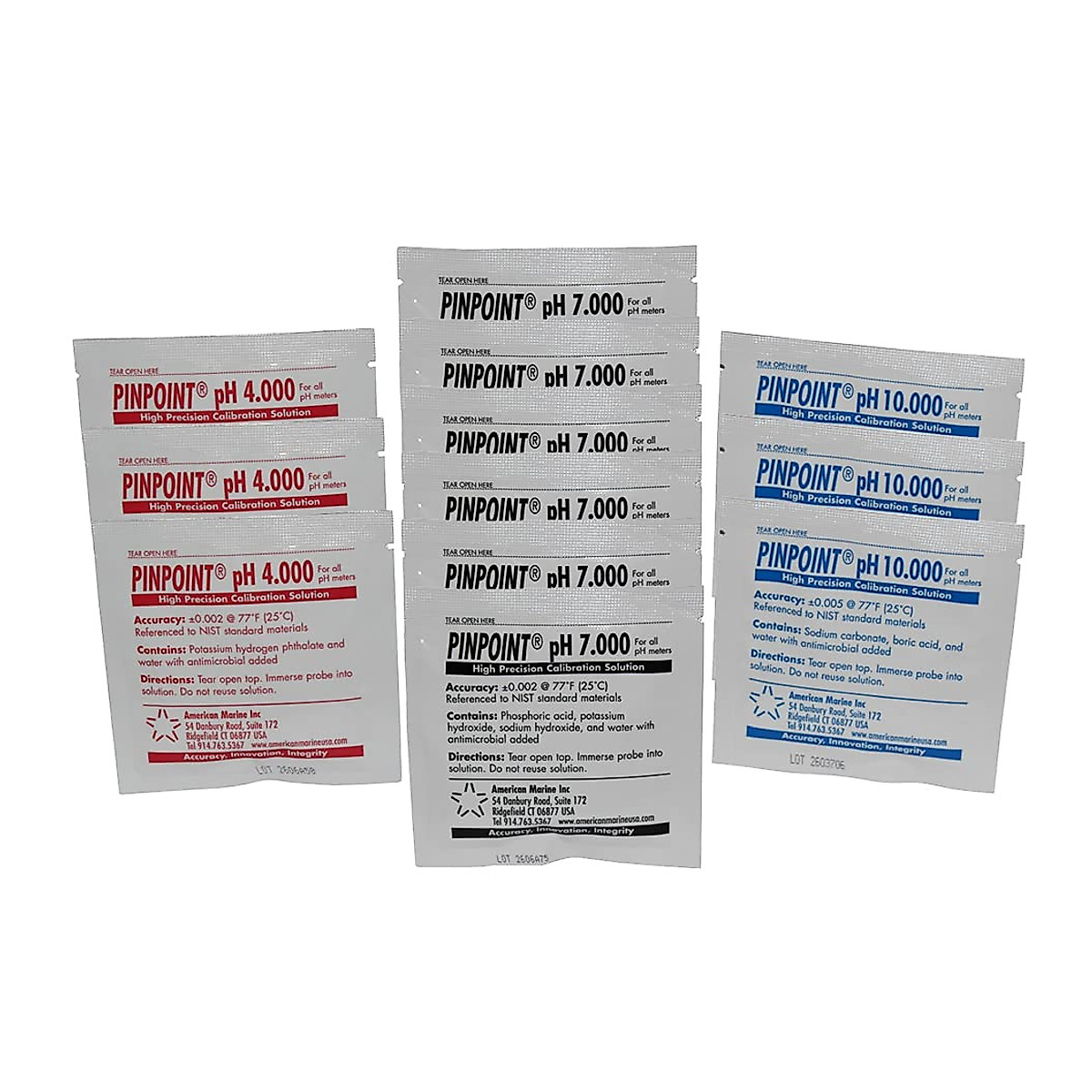 PINPOINT® High-Precision pH Calibration Fluids Kit (pH Buffer Solution), 12 Piece Set - pH 4.000, 7.000, 10.000