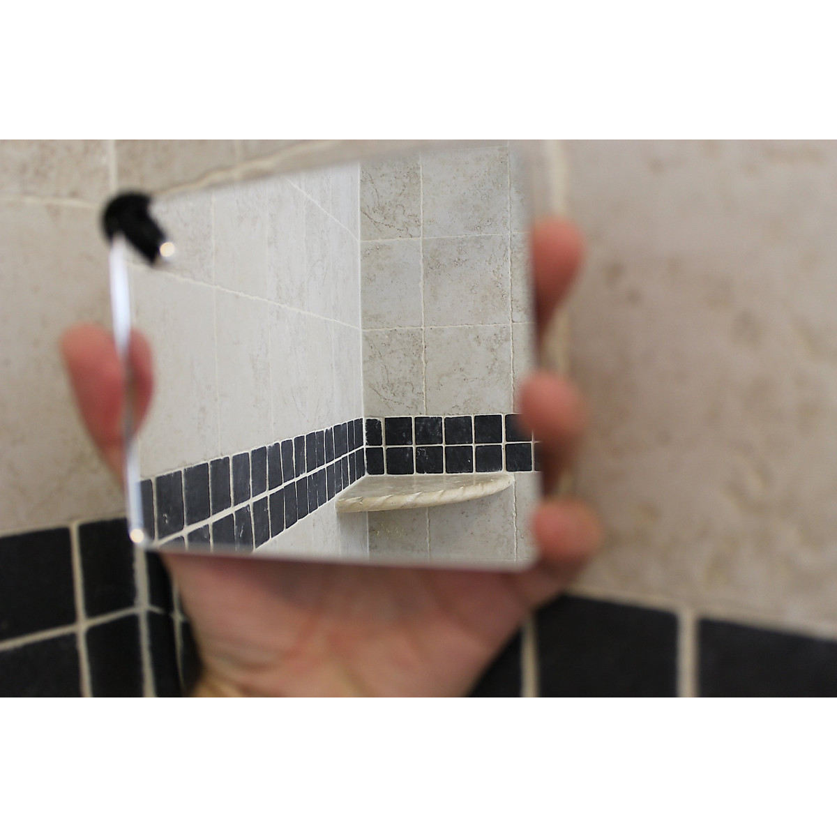 Mirror On A Rope ReflectX Travel Shower Mirror - Light and Durable - Made in The U.S.A. - Shatterproof - Easily Eliminate Fog and Shadows for a Clear Fog Free Reflection. (unclad)