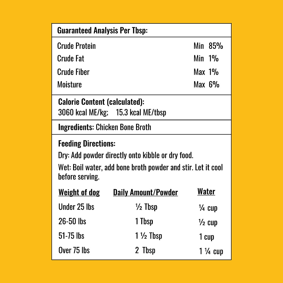 8oz Chicken Bone Broth Powder for Dogs and Cats – Premium Human Grade Chicken Broth Topper for Picky Eaters –Supports Joints and Gut Health – Bone Broth for Cats - Dog Food Toppers For Dry Food