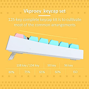VKPROEY PBT Custom Keycaps Set 137 Keys XDA Profile Dye-Sublimation with Keycap Puller for 61/64/68/84/87/96/98/104/108 Major-Sizes Gateron MX Switches Mechanical Keyboard