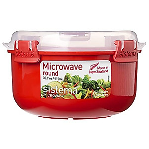 Sistema Microwave Cookware Bowl, Round, 30.9 Ounce/ 3.8 Cup, Red