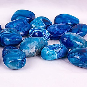 Gbuxska Blue Lace Agate Crystal Stone, Natural Blue Worry Stone Crystals and Healing Stones for Anxiety, Irregular Shape