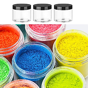 20 Pack 2 oz Clear Plastic Round Slime Containers,Empty Plastic Storage Jars with Black Lids,Refillable Storage Container for Slime,Cosmetic,Cream,Paint,Jewelry