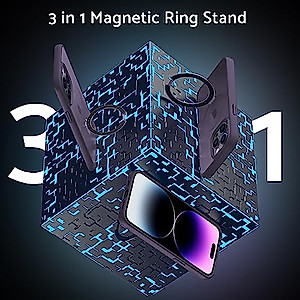 DASFOND Mag-Stand Designed for iPhone 14 Pro Max Case, 2023 Upgraded [All-in-1] [Compatible with MagSafe Invisible Ring Kickstand Transparent Matte Cover Shockproof Slim Case, Purple