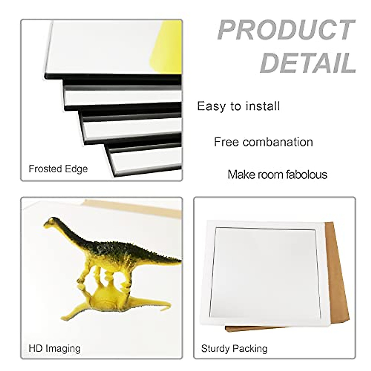 Wall Mirror Full Length (Glass, 8''x8''x 4PCS), Full Body Mirror Tiles for Door, Bedroom, Home Gym