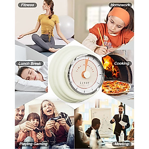 Tiergrade Kitchen Timer, Reminder Timer 360 Degree Rotating Mechanical Timer, Visual Timer Back Countdown Kitchen Timer Fridge Magnetic for Cooking, Learning (Beige)