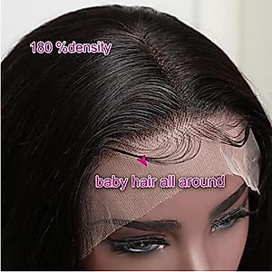 WUANYO 13x6 Straight Lace Front Wigs Human Hair Pre Plucked with Baby Hair 13x6 HD Transparent Lace Frontal Wig 180% Density Brazilian Virgin Wigs for Black Women