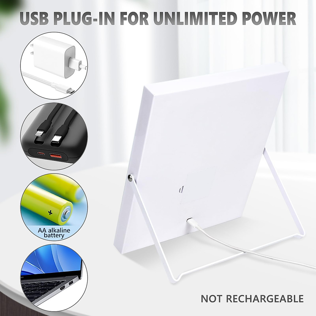 Vanity Mirror with Lights,10"x12" Lighted Makeup Mirror, 3 Colors Dimmable, 360 Degree Rotation Makeup Mirror with Lights, Dual Power Supply, Portable Led Makeup Mirror, Smart Touch Control (White)