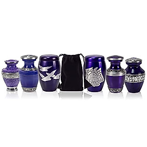 Keepsake Urns, Purple Urns Set of 6, Set of Six Keepsake Urns, Hand Crafted in India by Small Family Business.