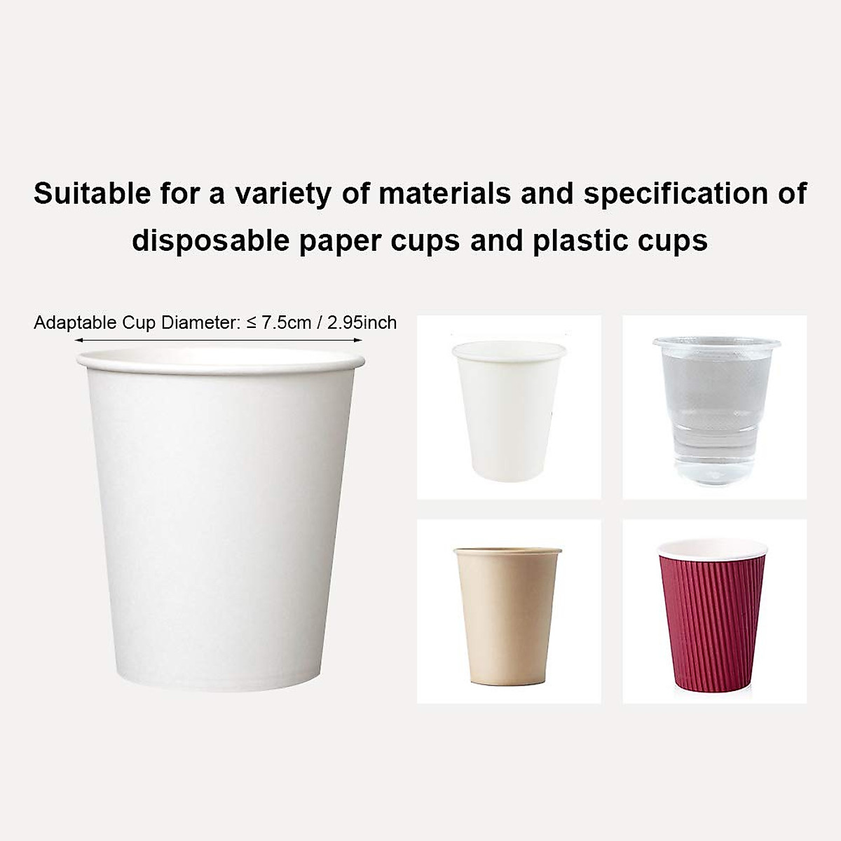 FTVOGUE Paper Cups Dispenser 7.5cm Long Anti Dust Plastic Holder 50 Cups Convenient Container