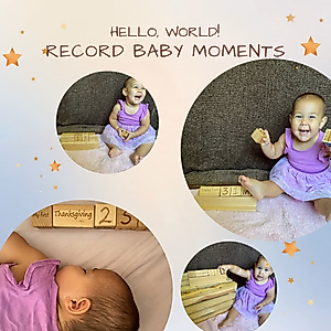 Lanttoe Baby Milestone Blocks Set of 6,with Newborn Photography Props Base,Baby Monthly Milestone Blocks，Baby Photo Props for Photoshoots,Natural Wooden Photo Props Set,Baby Gifts for Baby Shower