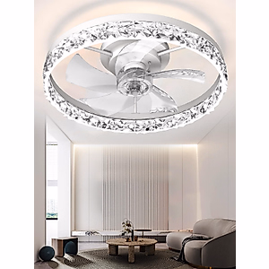 DAFOLOGIA Low Profile Ceiling Fans with Lights and Remote, Stylish 19.7 inches Dimmable Flush Mount Ceiling Fan, Enhancing Room Decor, Stepless Color Temperature Change, and 6 Speeds - White