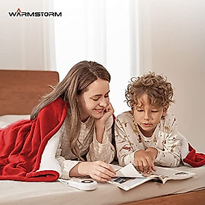 Warm Storm Electric Throw Blanket - 50x60 Inch Soft Red Polar Fleece Sherpa Reversible Heated Blanket with 5 Heat Settings 4 Hours Auto Off, Machine Washable for Couch Home Office