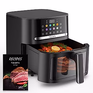 FABULETTA 6.5QT Large Air Fryer, Air Fryers Clear Window With Washable Basket, 10-in-1 Presets Functions For Crisp, Roast, Bake and Reheat, Auto Shut-off, Nonstick & Free Recipes & Easy Meals Airfryer