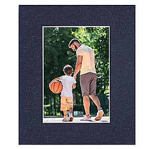 Pack of 25 Acid Free 11x17 Mats Bevel Cut for 9x14 Photos - Navy Canvas Texture Precut Matboards For Pictures, Photos, Framing - 4-ply Thickness