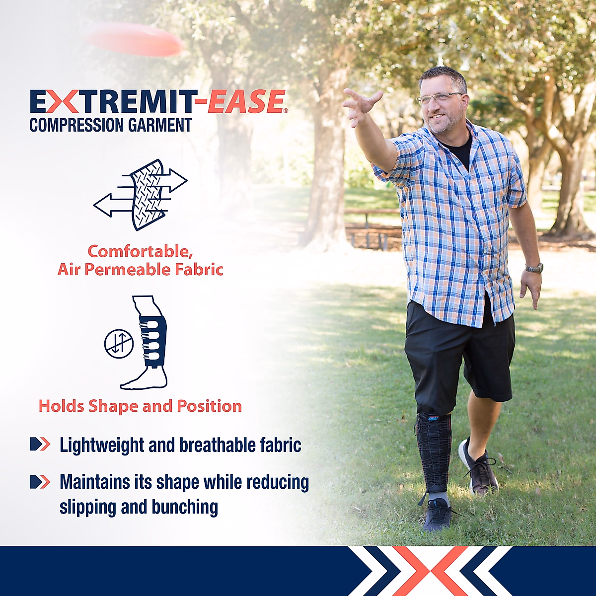 EXTREMIT-EASE Compression Garment 30-50 mmHg Lower Leg Compression Wrap - Ideal for Mild to Moderate Lymphedema Swelling, Venous Insufficiency, and Post-Op Edema - Large, Regular, Black