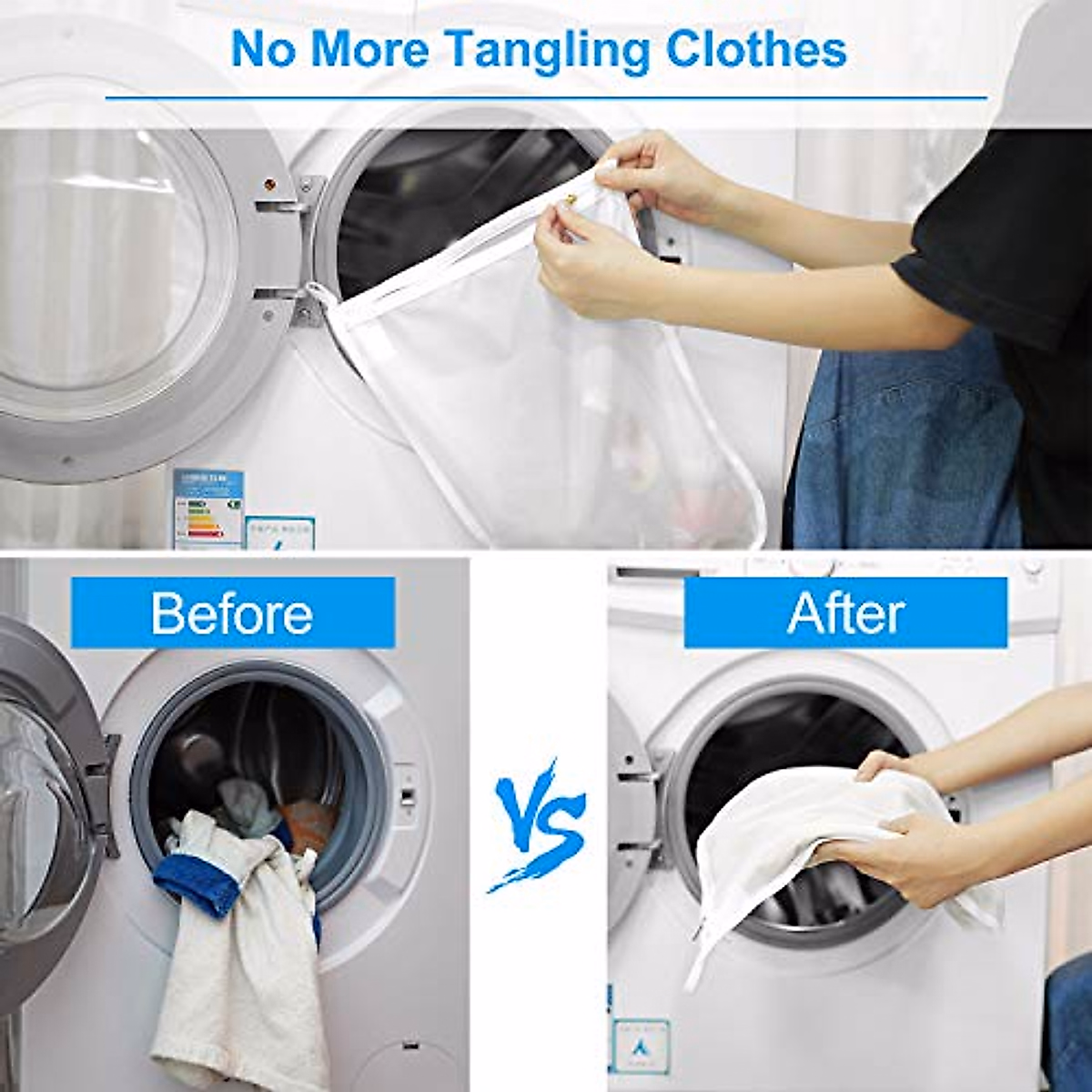 GOGOODA Set of 5 Mesh Laundry Bags,3 Medium Fine Mesh Laundry Bags and 2 Large Delicates Wash Bags