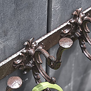Sungmor Cast Iron Large Wall Hooks - Rustic Decorative Wall Mounted Hanging Hooks for Tools, Planters,Coats,Hats,Keys - Farmhouse Metal Coat Hanger Rack