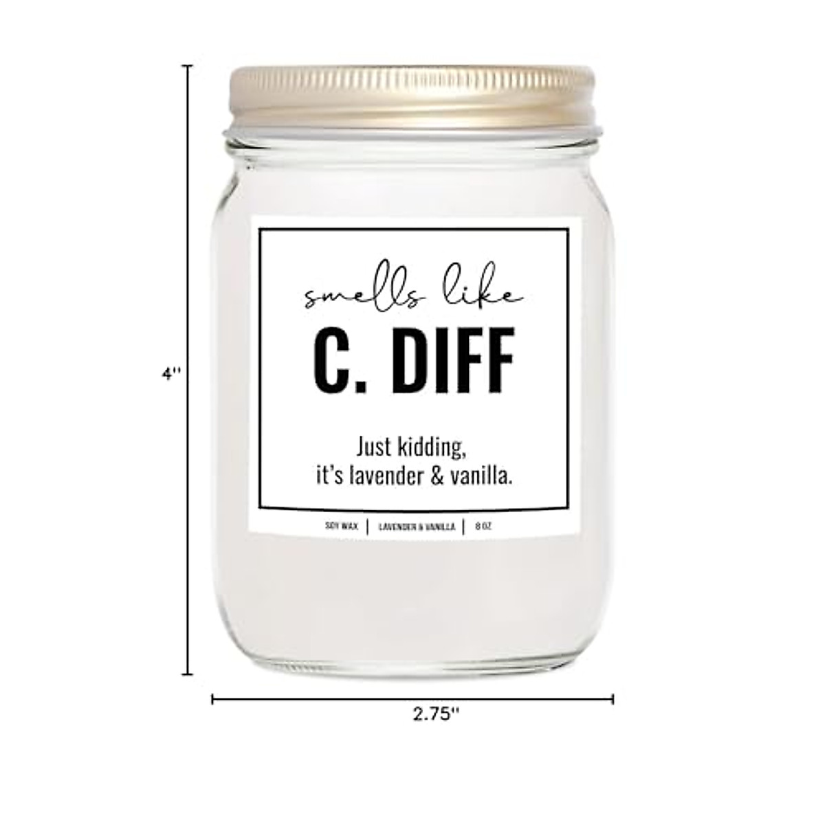 YouNique Designs, Smell Like C. Diff Registered Nurse Candle, 8 Oz, Funny Nurse Gifts for Women, Rn Gifts for Nurses, Gi Nurse Appreciation Gifts, Future Nurse Graduation Gift (Lavender & Vanilla)