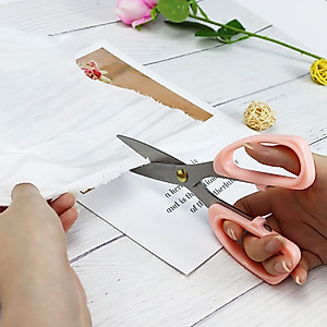 All Purpose 8" Scissors Heavy Duty Ergonomic Comfort Grip Shears Sharp Scissors for Office Home Household (Pink)