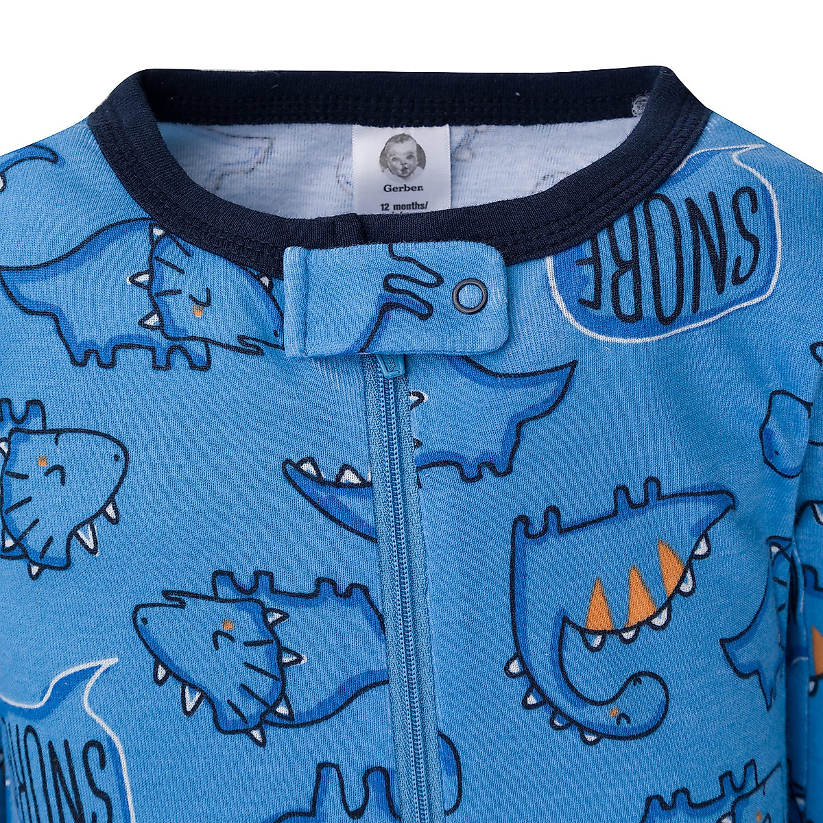 Gerber Baby Boys' 2-Pack Footed Pajamas, Sleepy Blue Dino, 0-3 Months