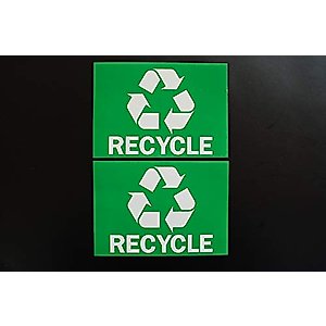 (2 Pack) Recycle Stickers Trash Bin Sticker Label - 5" X 3.5" - Waterproof Garbage Waste from Recycling - Great for Metal Aluminum Steel or Plastic Trash Cans - Indoor & Outdoor (X2PS8)