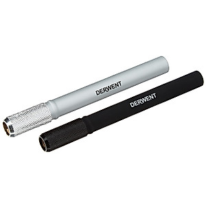 Derwent Pencil Extender Set, Silver and Black, for Pencils up to 8mm, (2300124), 2 Count (Pack of 1)