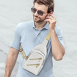 Felomdep Sling Bag for Women, Small Vegan Leather Casual Crossbody Bag Daypack Backpacks,White