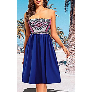 Zyyfly Plus Size Tube Dresses for Women Bandeau Dress for Women Summer Beach Casual Boho Tube Top Dress XXL