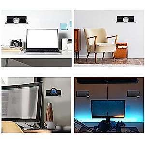 Acrylic Floating Wall Shelves 2 pcs, Damage-Free Expand Wall Space, Small Display Shelf for Smart Speaker/Action Figures with Cable Clips, Bluetooth Speaker, Webcam, Phone Stand (Black)