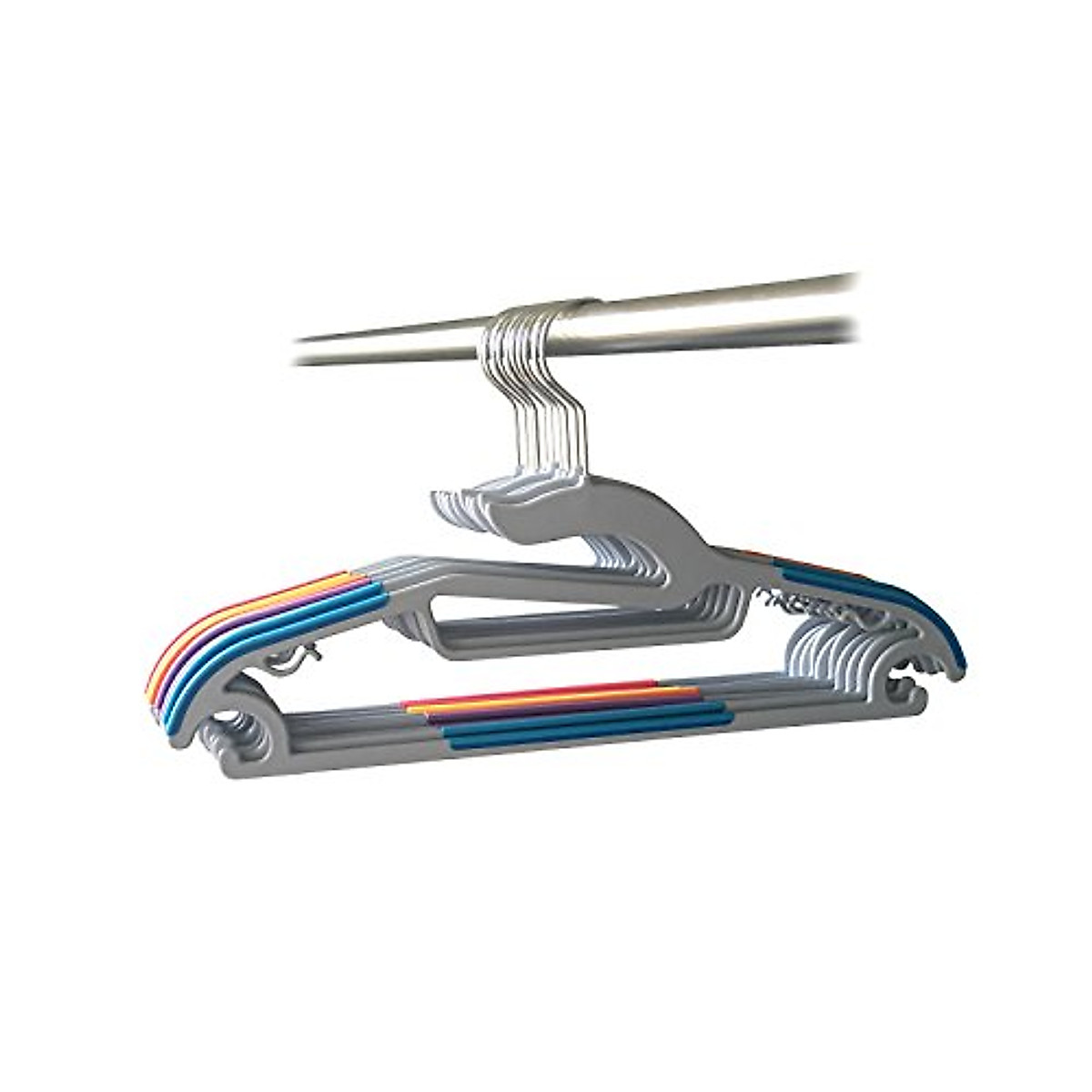 Jeronic P3500M 30 Pack Light-Weight Non-Slip Durable Clothes Plastic Hangers Various Perfect for Pants, Dress, Jacket, Underwear and Shirt, 5 Mixed Color 01, 30 Count