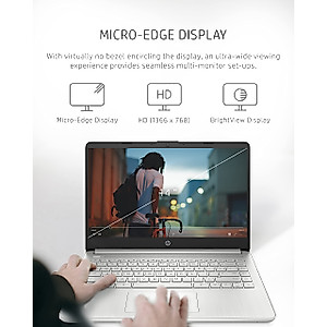 HP 14 inch Laptop, Intel Pentium Silver N5030 Processor, Intel UHD Graphics, 128 GB SSD, Windows Window 11 in S Mode (14-dq0090nr, Natural Silver)