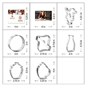 Foose Cookie Cutters 6-Piece Christmas Santa Cookie Cutter Set with Recipe Card, Made in USA