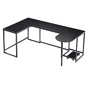 Merax U-Shaped Computer, Industrial Corner Writing CPU Stand, Gaming Table Workstation Home Office Desk, 78.7" L x 47" W x 30.1" H, Black