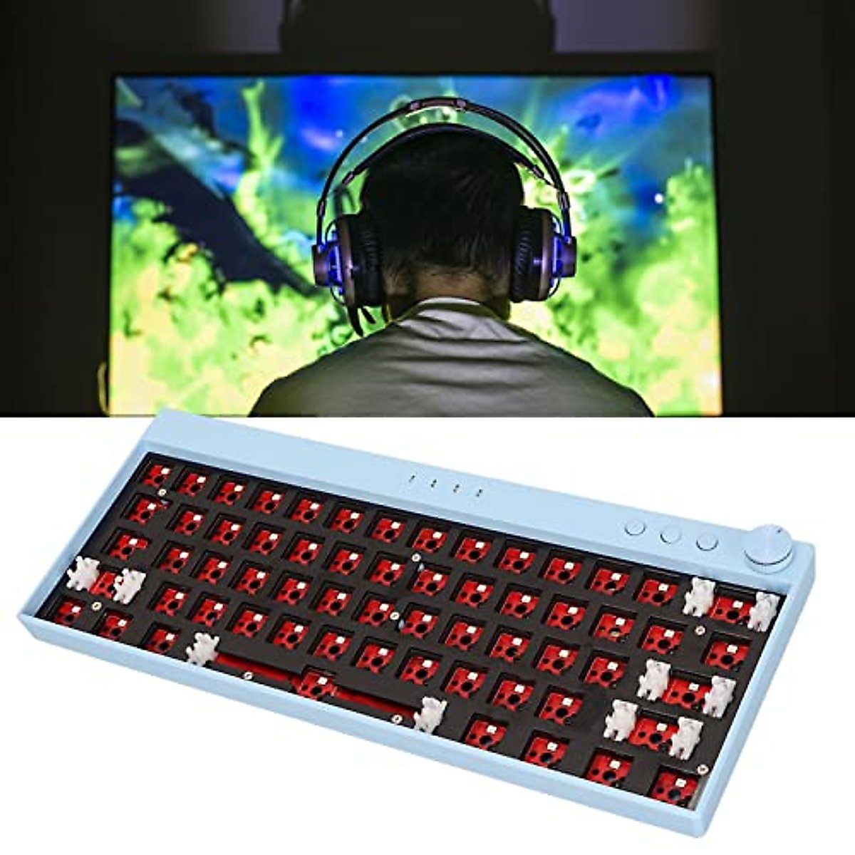 Yoidesu Mechanical Keyboard DIY Kit, 61 Keys Hot Swappable RGB Custom Mechanical Gaming Keyboard Kit, 3Pin/5Pin Switch, Wireless 2.4G/Bluetooth/Type C Wired Keyboard(Blue)