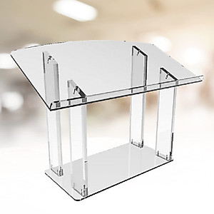 Clear Acrylic Podium Stand,Tabletop Acrylic Podium Pulpit Lectern for Churches, Professional Portable Presentation Podium Lectern with Wide Reading