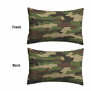 Mugod Home Decor Pillow Cases Green Brown Camouflage,Standard Throw Cushion Cover for Bed Couch Sofa Office Decor 20x30 Inches