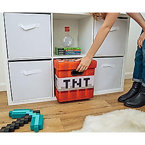 Minecraft TNT Block 13-Inch Storage Bin Chest With Lid | Foldable Fabric Basket Container, Cube Organizer With Handles, Cubby For Shelves, Closet | Home Decor Essentials, Video Game Gifts