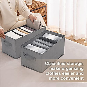 Wanglaism 2 Pcs Wardrobe Clothes Organiser, Foldable Drawer Dividers 7 Grids Wardrobe Storage Organiser for Clothes, T-shirt, Legging, Skirts, Jeans