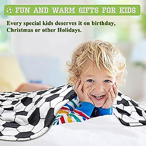 MASTIEE Soccer Blanket, Soccer Gifts for Boys Girls Soccer Lovers, Soft Fleece Throw Blanket for Kids Toddlers Teens Soccer Decor for Bedroom - 40x50 Inch