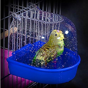 YJJKJ Caged Bird Bath Bird Cage Parrot Supplies Bathing Tub for Small Brids Canary Budgerigar Cockatiel Lovebird（Random Color）