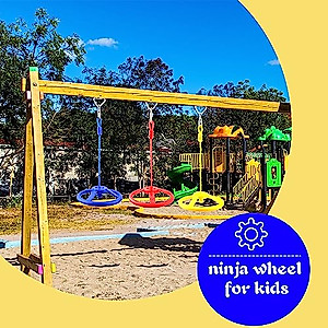 Puteraya 6 Pack Ninja Wheel Obstacle Swing Sets Swing Spinning Wheels Swing Wheel Gymnastic Wheel for Adult Kids Obstacle Course Jungle Gym Backyard Playground Accessories