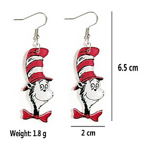 Colorful Resin Acrylic Teacher Student Dangle Earrings Cute Animal Cat Dog Elephant Earrings for Women Jewelry Back to School Gift for Teacher-Style C