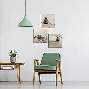 TiuAuiT Zen Pictures Wall Art Still Life Stone Prints on Canvas Spa Massage Treatment Painting for Bedroom Bathroom Decoration Ready to Hang 12"x12"x3pcs