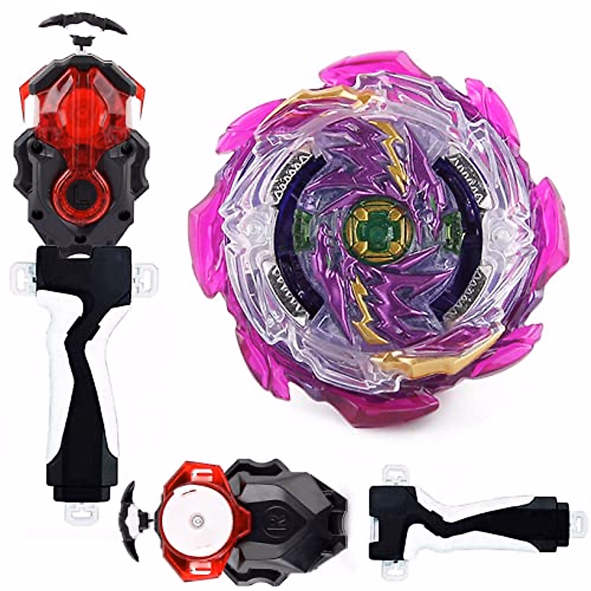 Bays Blade Battling Tops Bey Burst Spinning Starter SuperKing Booster B-177 Jet Wyvern Around Just 1D Jet Wyvern/Wyvron Toys Metal Plastic Fusion Gift with B-184 L/R Two-Way Launcher & Grip (Black)