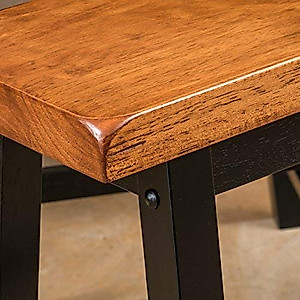 Christopher Knight Home Pomeroy 24" Saddle Benches, 2-Pcs Set, Walnut / Black