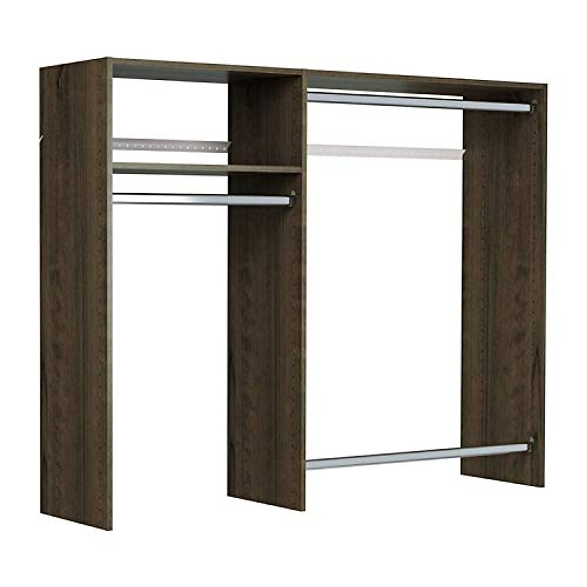 Easy Track Hanging Closet Wardrobe Storage Clothing Organizer Rod Rack System Kit for Bedroom, Truffle